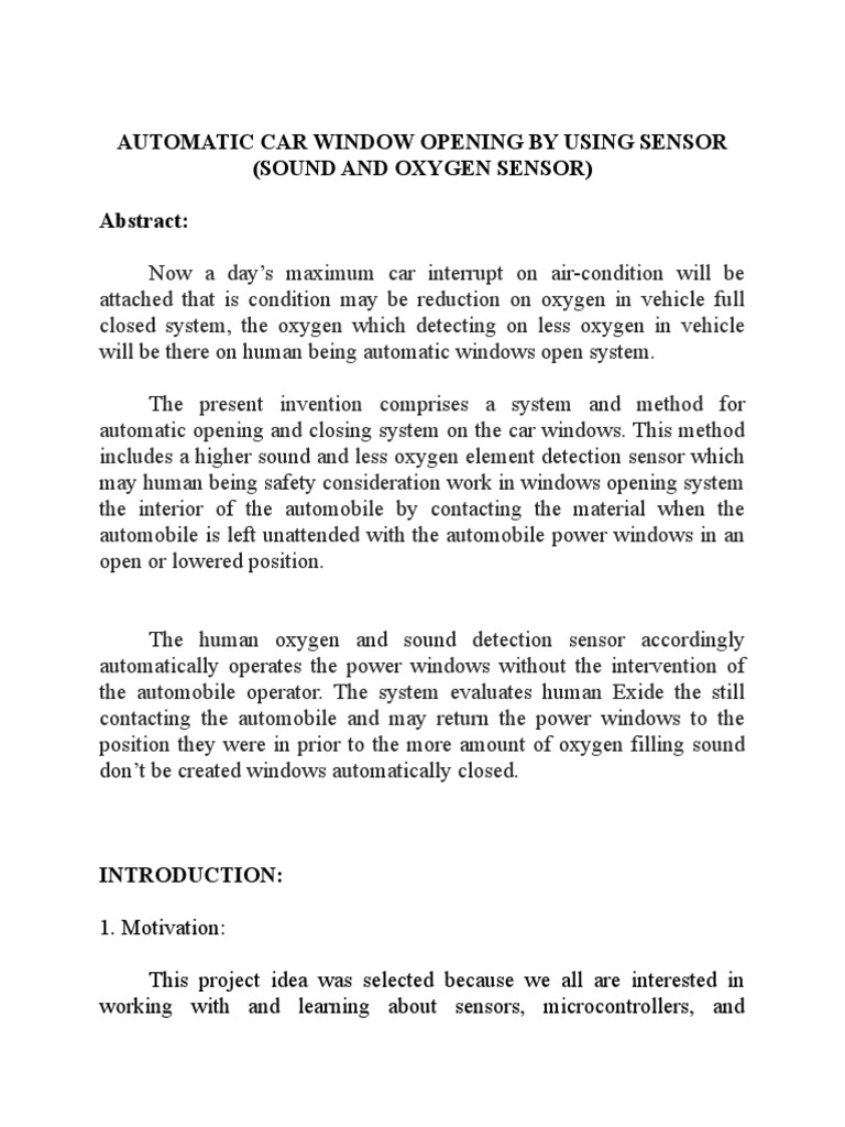 Remf-4 Automatic Car Window Opening by Using Sensor and Oxygen Sensor ...