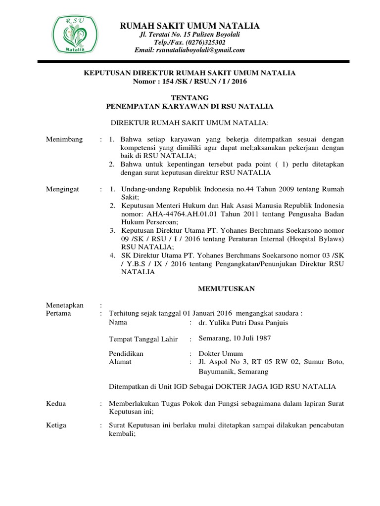 SK Penempatan Pegawai | PDF