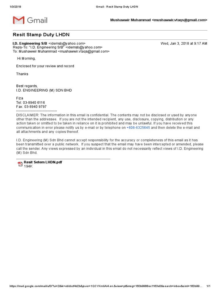 Resit Stamp Duty LHDN | PDF