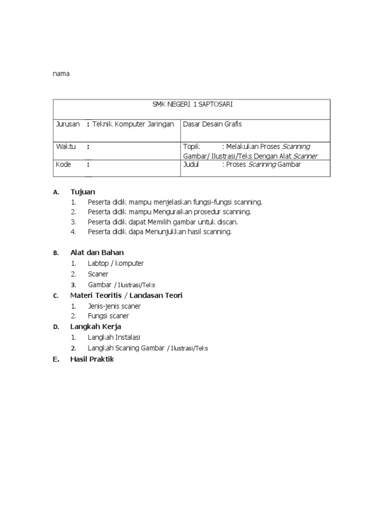 Jobsheet SCANER | PDF | Komputer | Teknologi & Rekayasa
