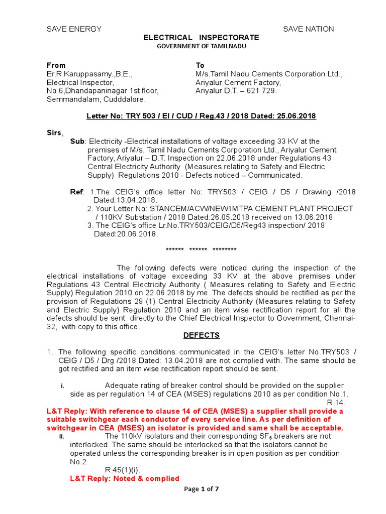 CEIG - Electrical Inspector - Defective Report | Download Free PDF ...