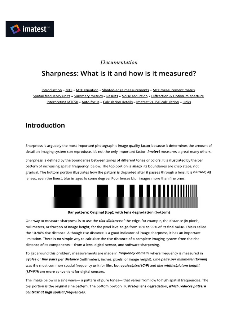 Sharpness - What Is It and How Is It Measured - Imatest PDF | PDF ...