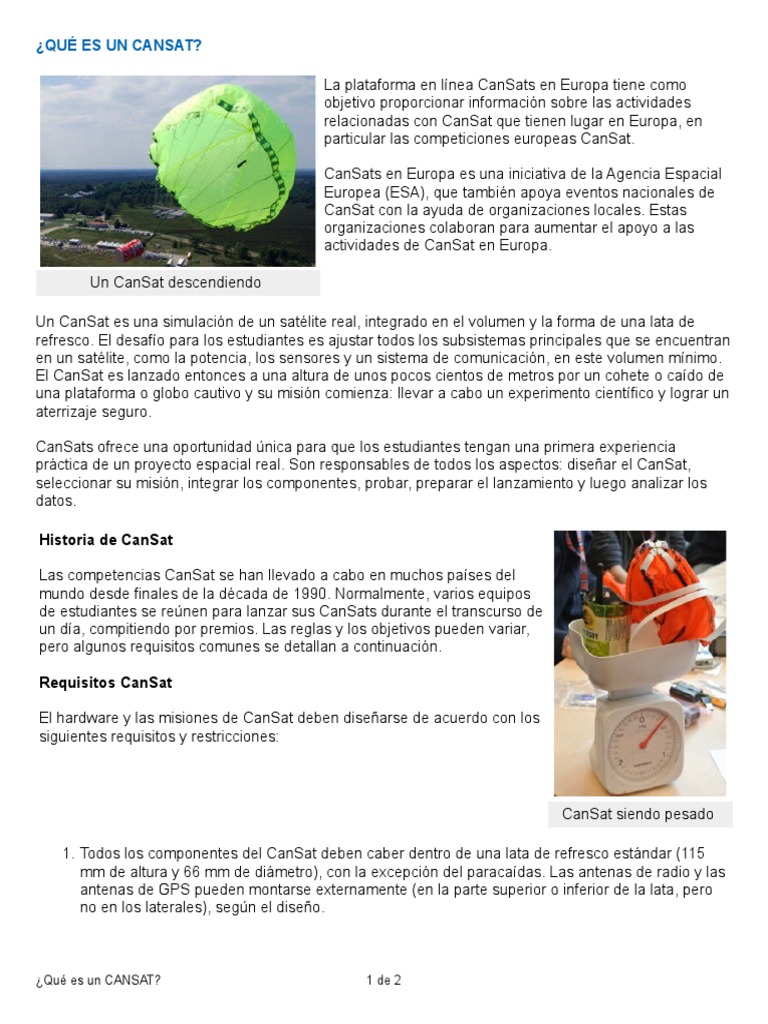 Que Es Un Cansat | PDF | Ingeniería Aeroespacial | Vuelo espacial