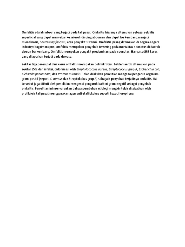 Omfalitis: Infeksi Tali Pusat Neonatus | PDF