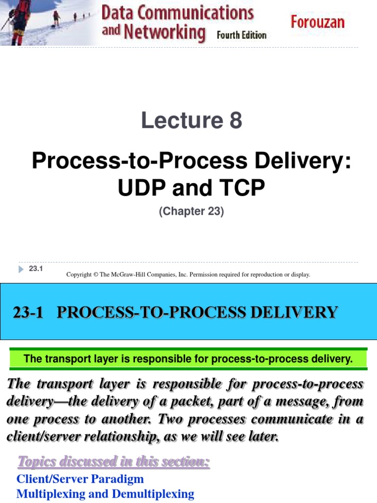 Process-to-Process Delivery: Udp and TCP: (Chapter 23) | PDF ...