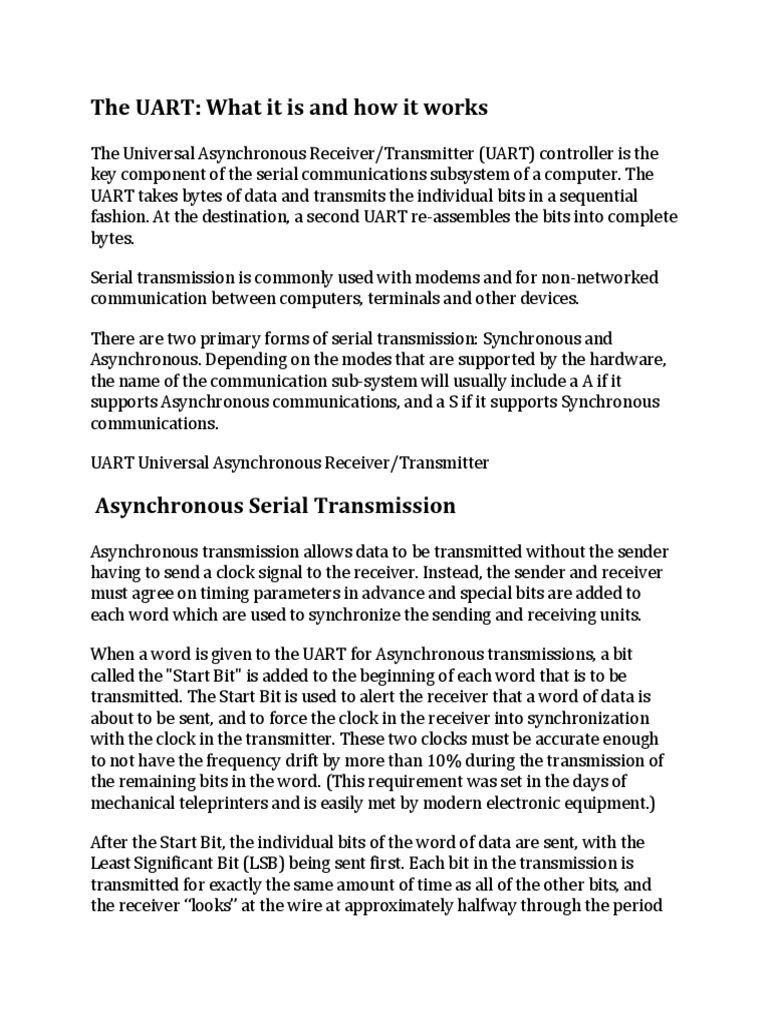 The UART | PDF | Physical Layer Protocols | Computer Engineering The UART | PDF | Physical Layer Protocols | Computer Engineering