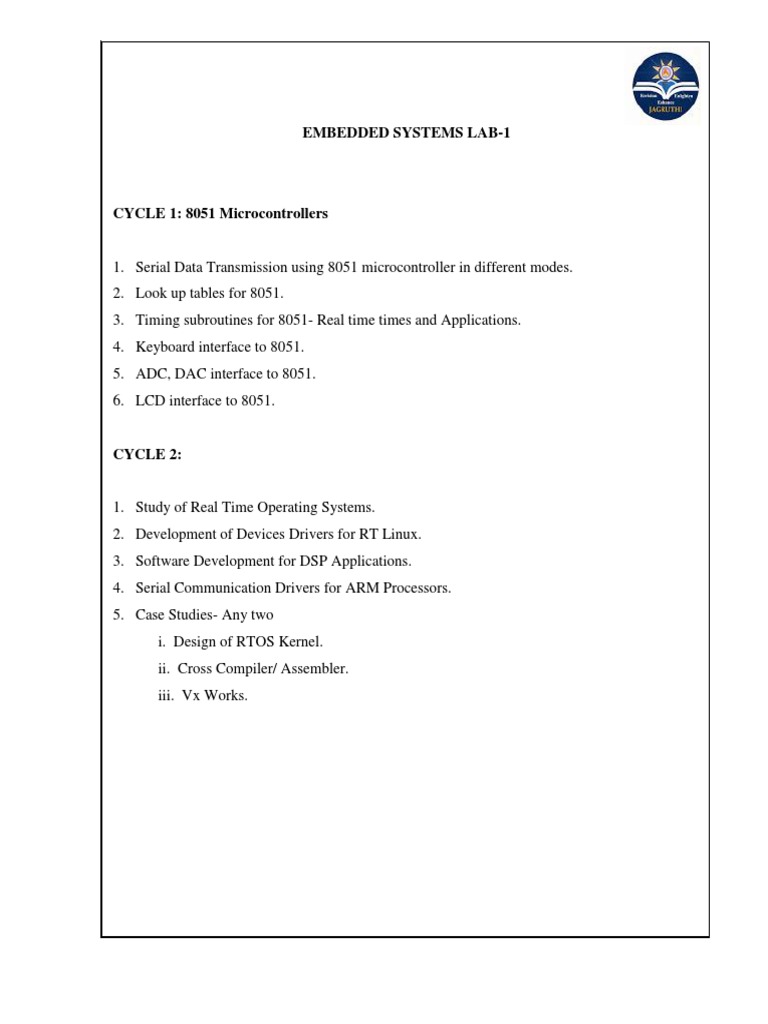 Embedded Systems Lab Manual Pdf Binary Coded Decimal Microcontroller 