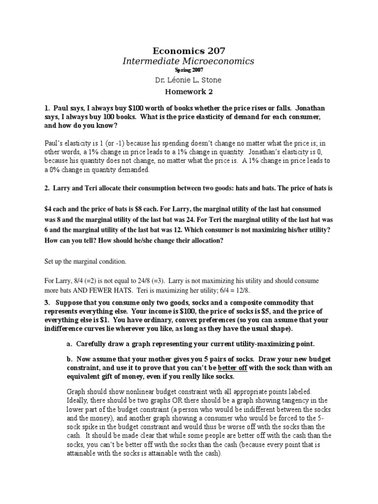 Intermediate Microeconomics: Economics 207 | PDF | Utility | Price Elasticity Of Demand