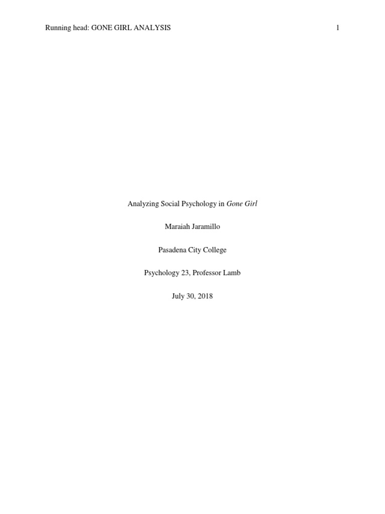 Analysis of Gone Girl | PDF | Psychological Concepts | Psychology