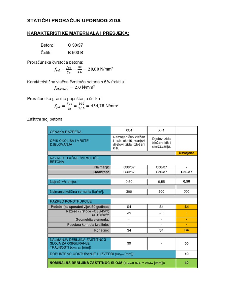 Staticki Proracun Zida PDF | PDF