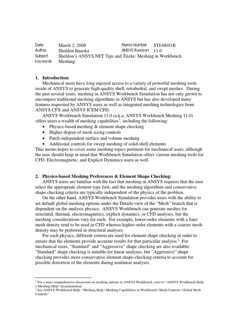 Meshing in ANSYS Workbench | PDF | Computational Fluid Dynamics | Simulation