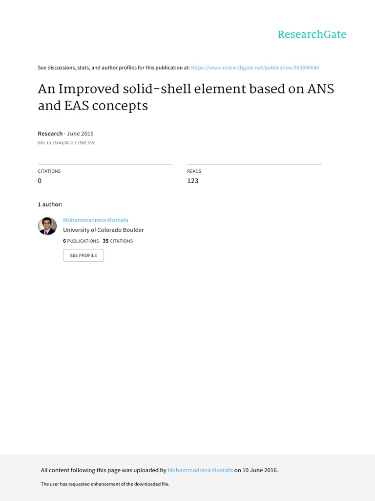 Bloqueos 5 Mostafa An Improved Solid-Shell Element Based On ANS and EAS Concepts 2016 | PDF ...