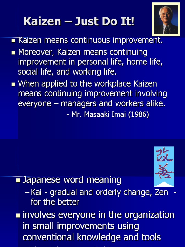 Kaizen - Just Do It!: - Mr. Masaaki Imai (1986) | PDF | Business ...