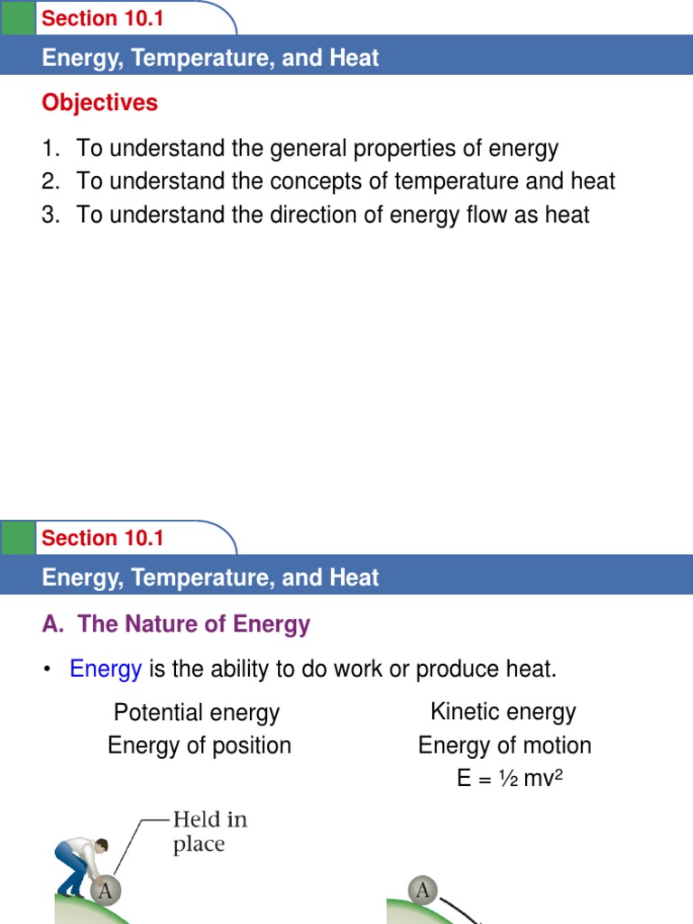 Objectives: Energy, Temperature, and Heat | PDF | Heat | Enthalpy