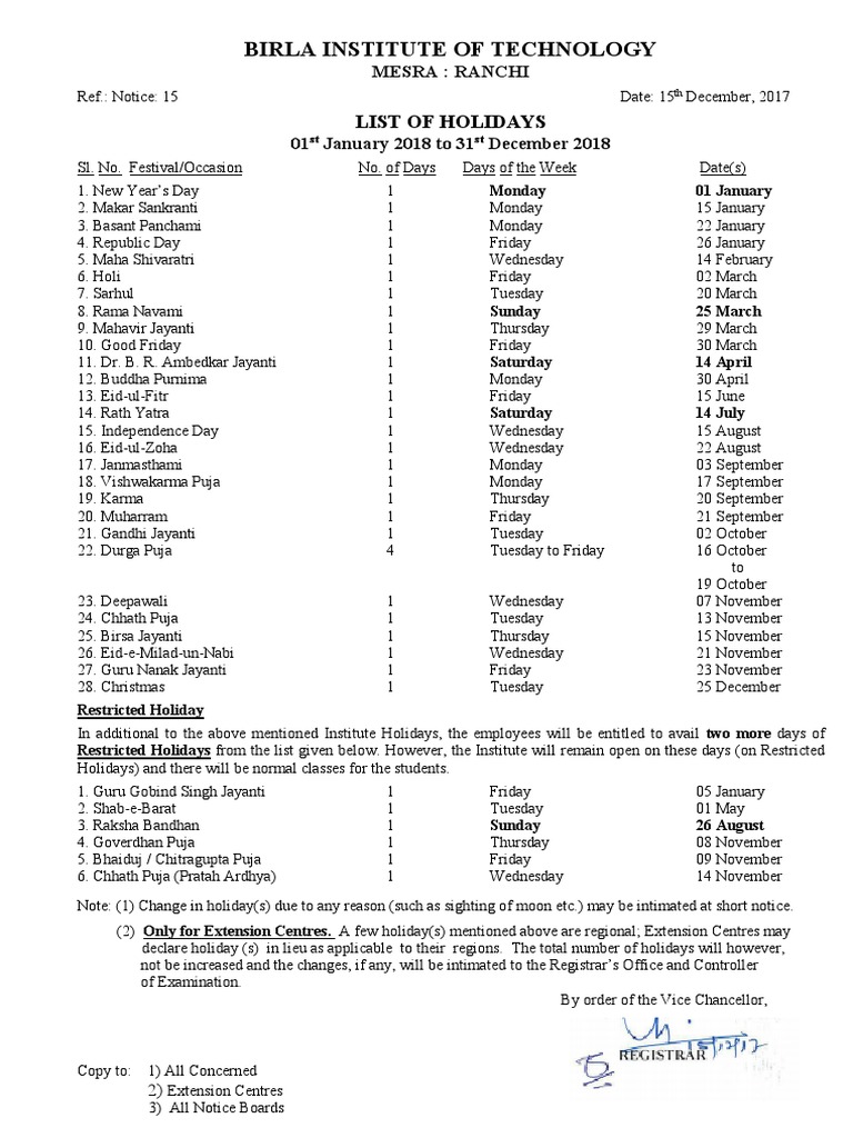 List of Holidays PDF | PDF | Observances | Religious Festivals