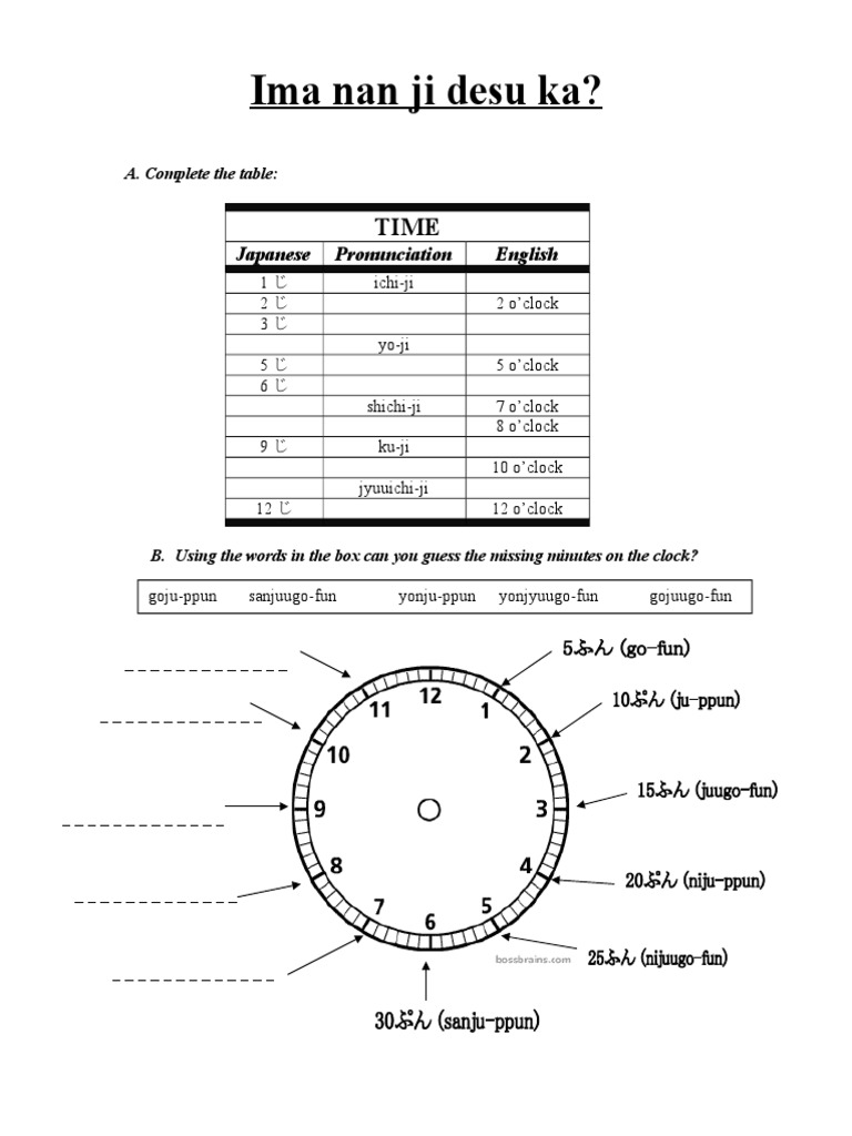 Telling The Time in Japanese | PDF