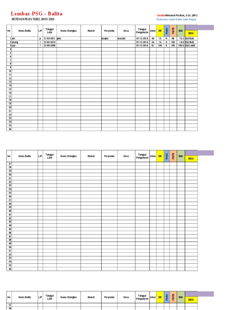Lembar PSG-Balita | PDF