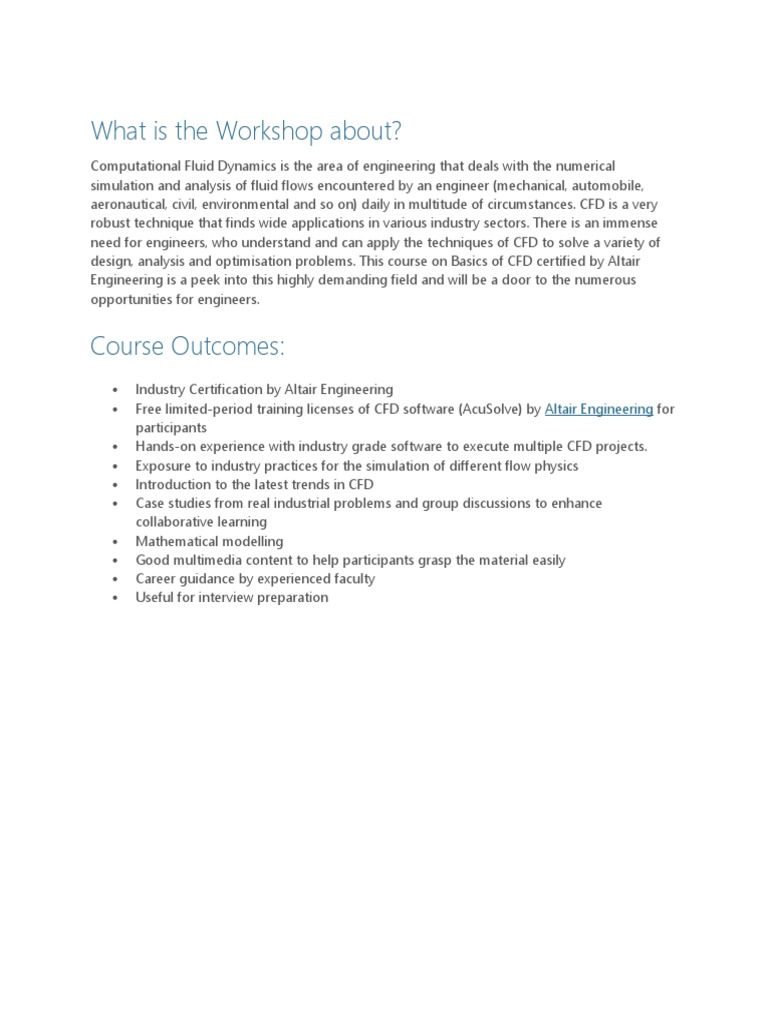 What Is The Workshop About?: Altair Engineering | PDF | Computational ...