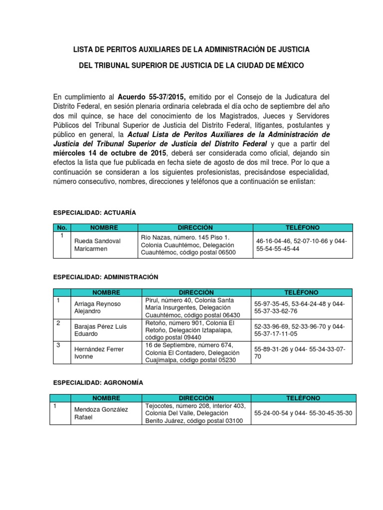 Lista de Peritos de Justicia CDMX | PDF | Ciudad de México