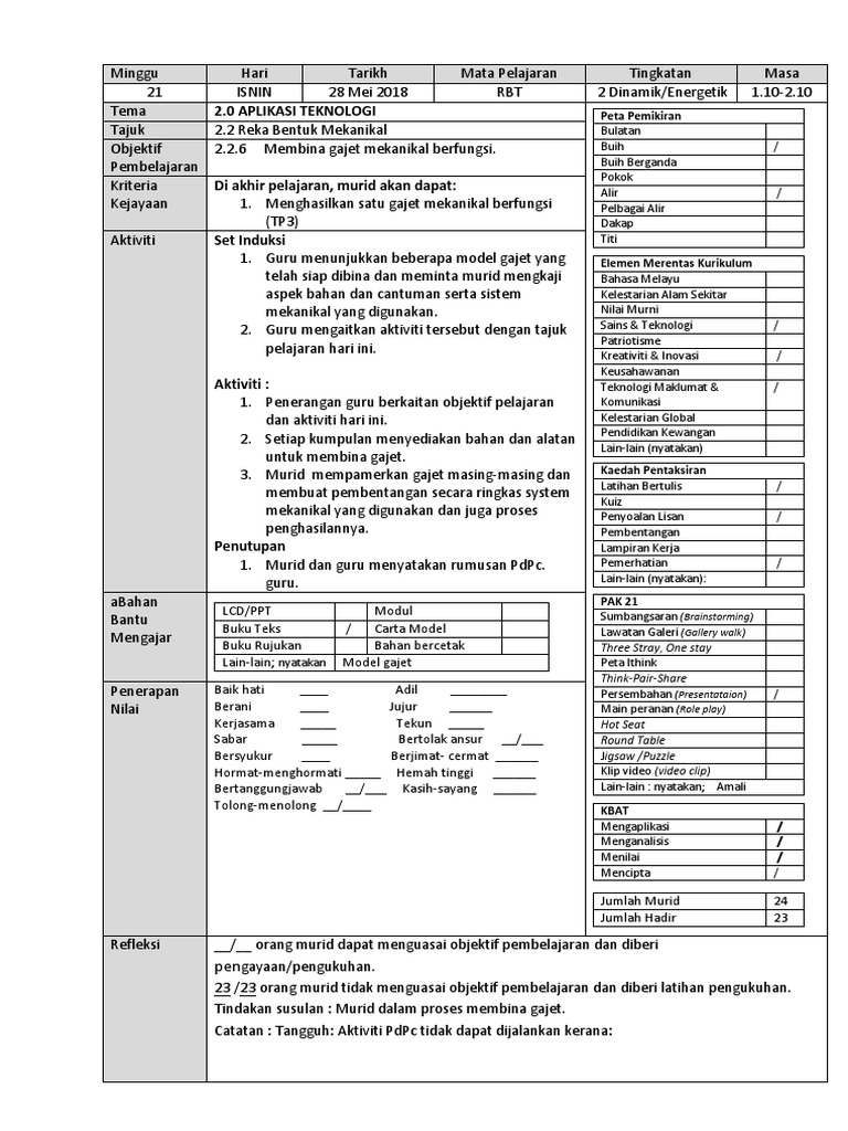 RPH - Minggu 21 | PDF