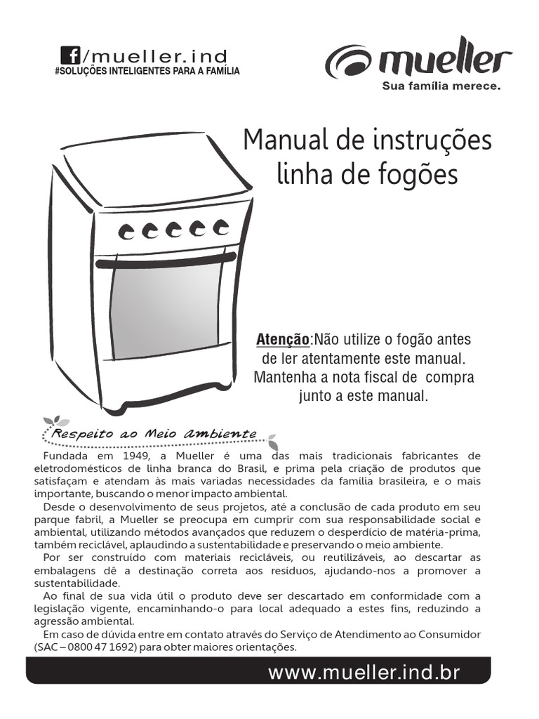 Mueller - Manual Linha de Fogões | PDF | Forno | Gás natural