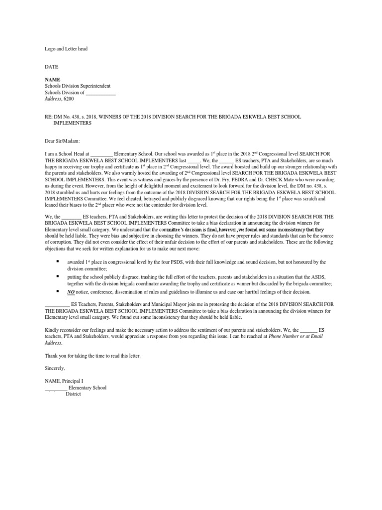 Protest Letter Sample | PDF