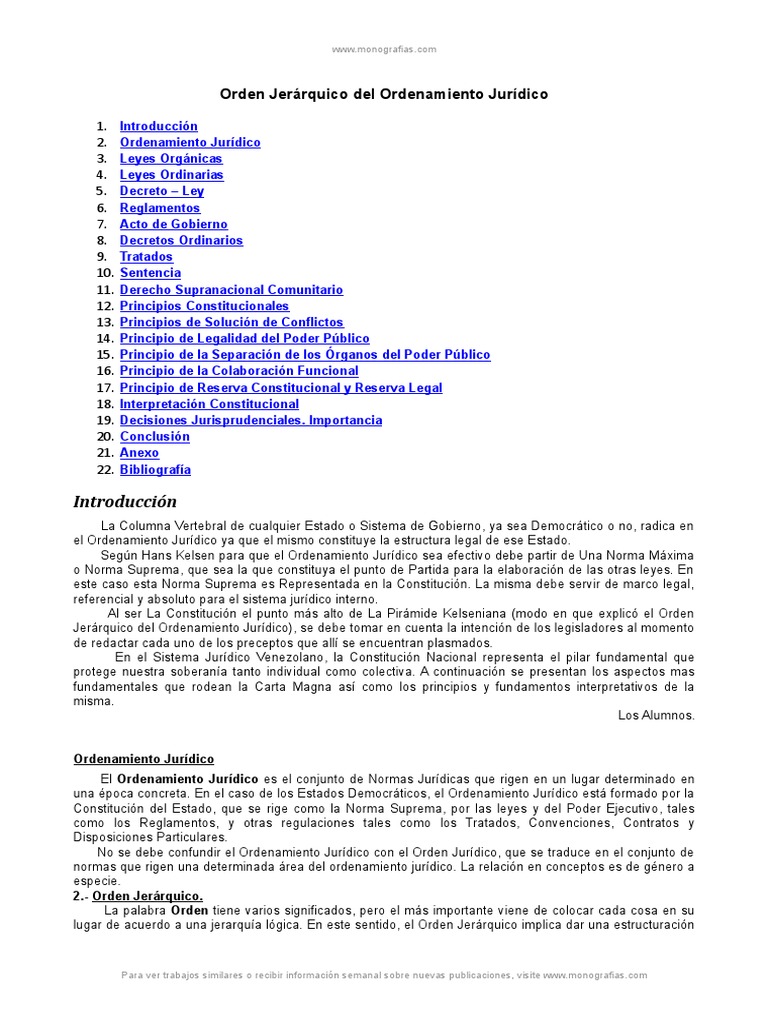 Orden Jerarquico Del Ordenamiento Juridico | PDF | Regulación | Constitución