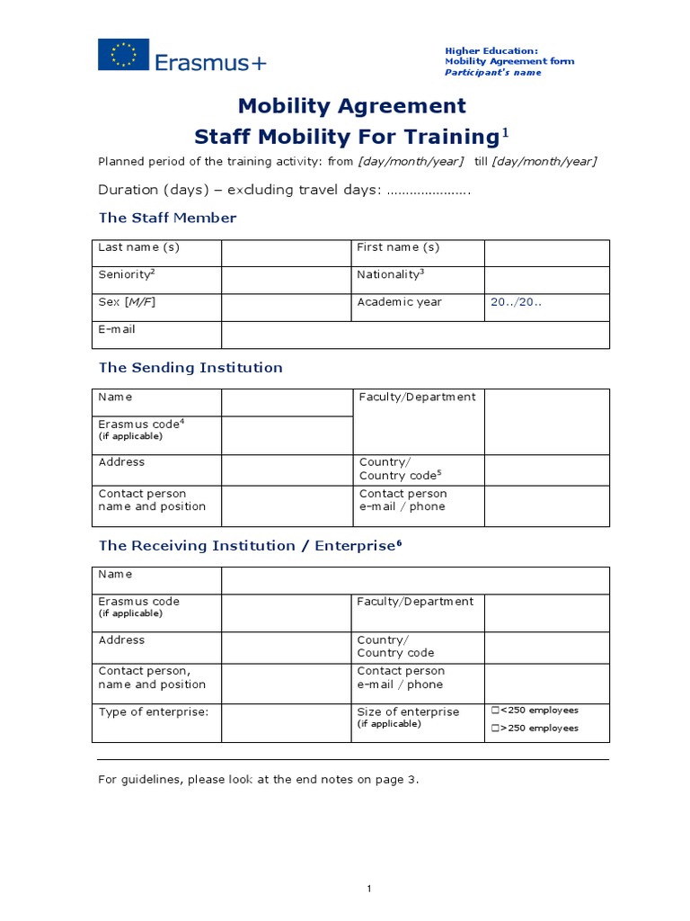 Mobility Agreement Training 2016-2017 | PDF | Identity Document | Business