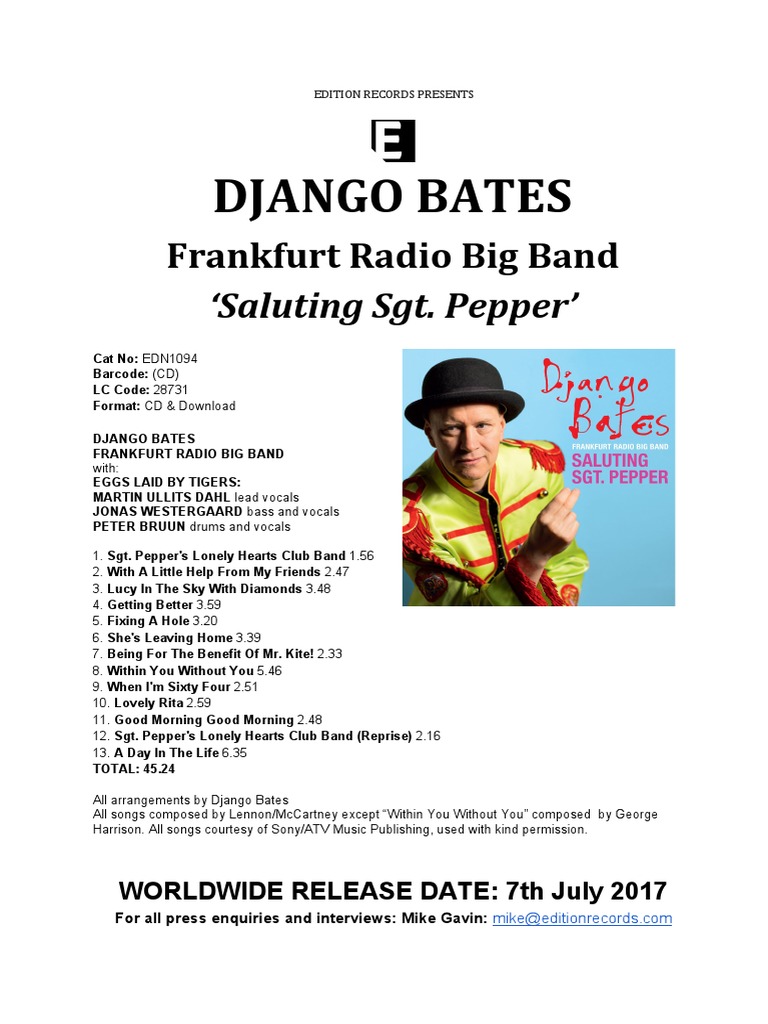 Django Bates' Big Band Salute to Sgt. Pepper's Landmark Album | PDF ...