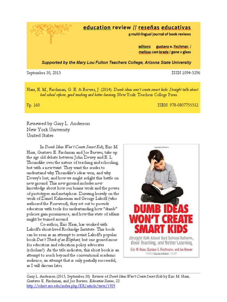 Review of Dumb Ideas Wont Create Smart Kids Strai | PDF | Framing ...