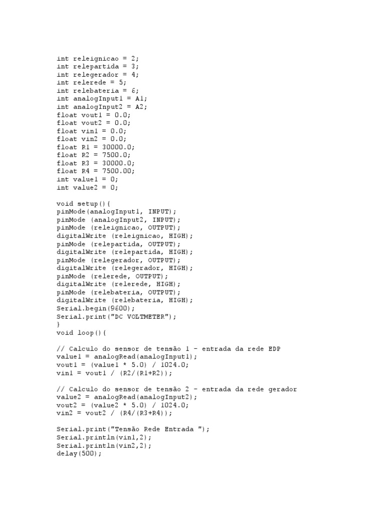 Codigo Qta para Arduino | PDF | Eletricidade | Bens manufaturados