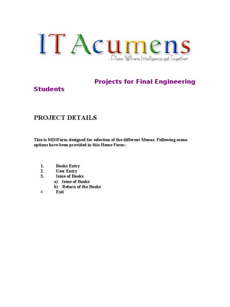 Project Details: Projects For Final Engineering Students | PDF | Data ...