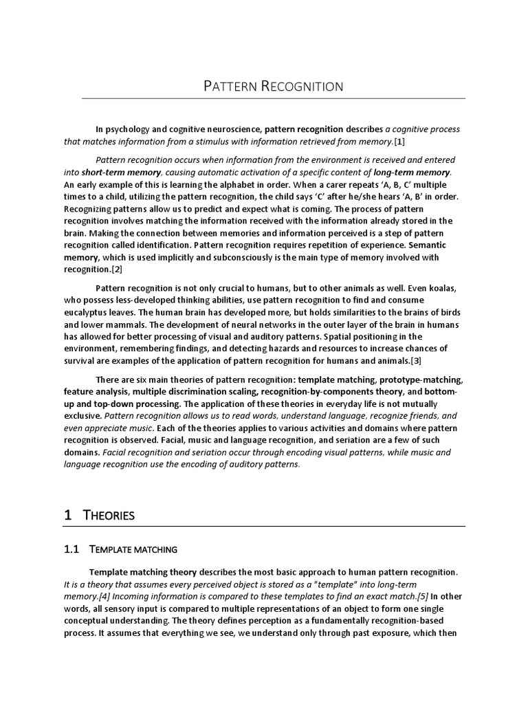Pattern Recognition | PDF | Perception | Emergence