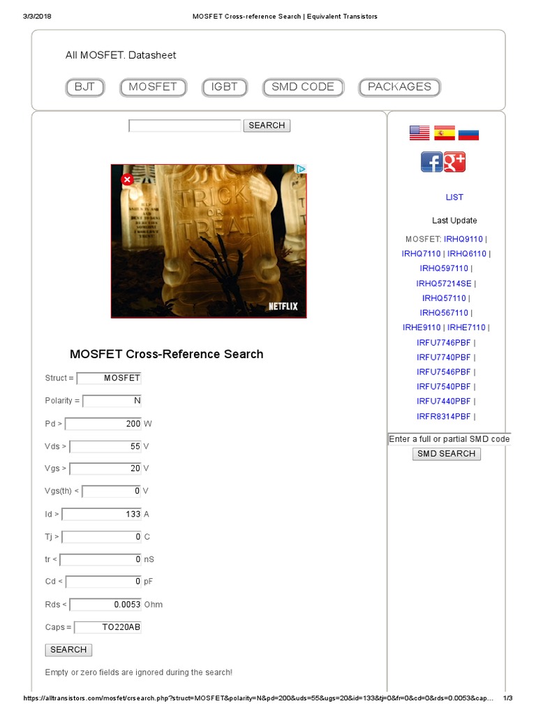 MOSFET Equivalent Transistor Guide | PDF | Electrical Resistance And ...