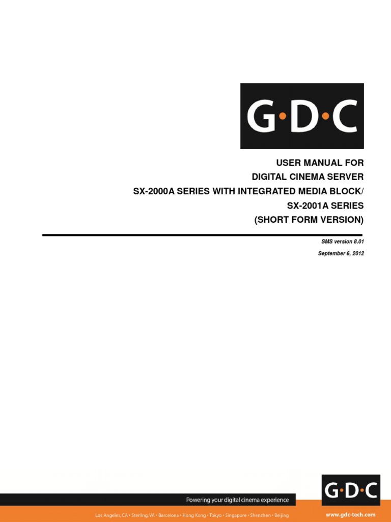 GDC SX-2000 SX-2001 User Manual 8.01 Short Form Version Eng 120910 v1 Final | PDF ...