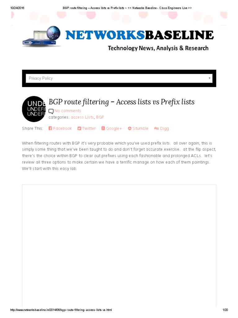 Bgp Route Filtering Access Lists Vs Prefix Lists Networks Baseline 6946