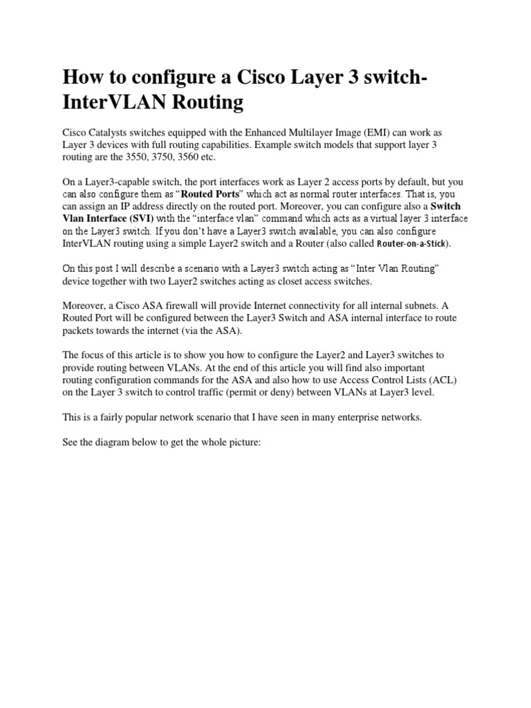 How To Configure A Cisco Layer 3 Switch | PDF | Network Switch | Routing
