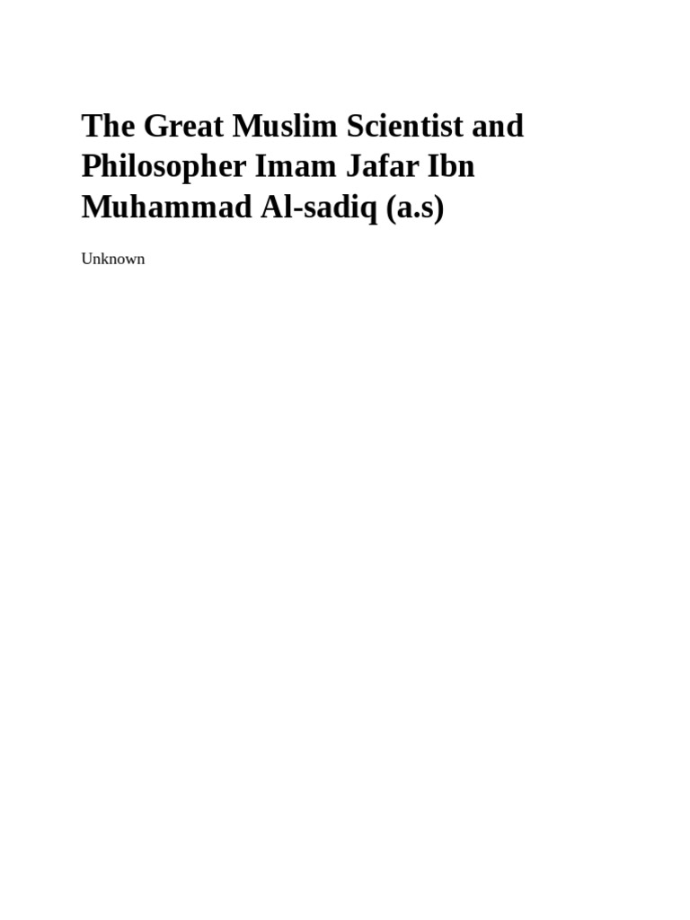 The Great Muslim Scientist and Philosopher Imam Jafar Ibn Muhammad Al Sadiq A S PDF | PDF | Shia ...