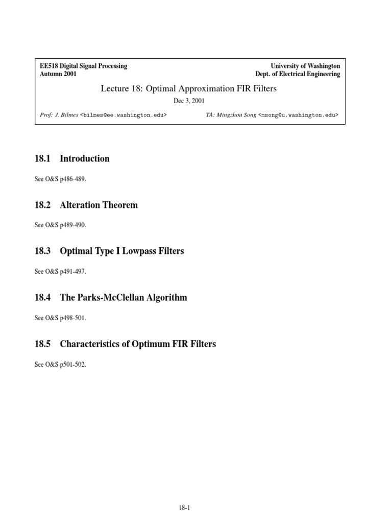 DSP Lecture: FIR Filter Design | PDF