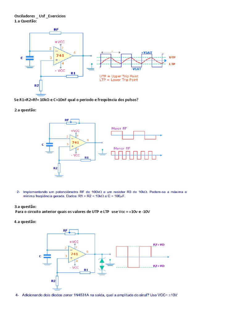 Exercícios sobre Osciladores e Circuitos | PDF