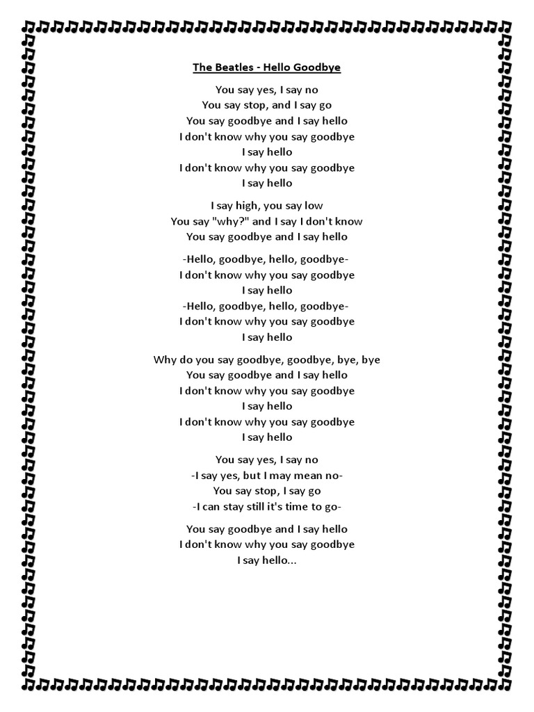 The Beatles - Hello Goodbye | PDF