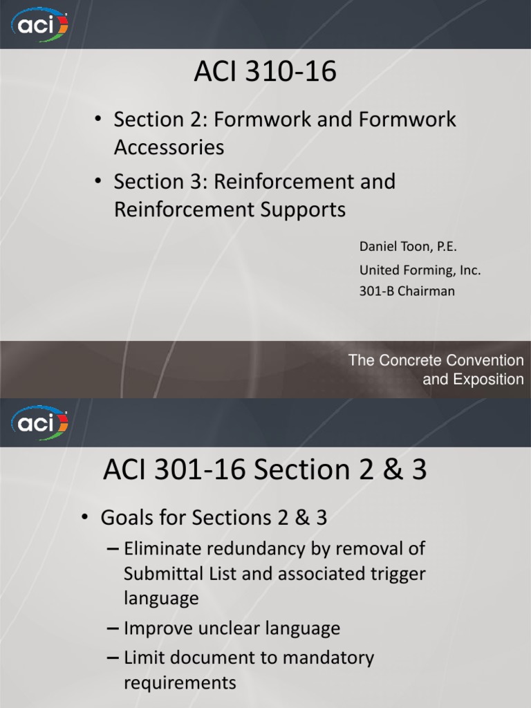 ACI 301-16: Formwork & Reinforcement Guidelines | PDF | Prestressed ...