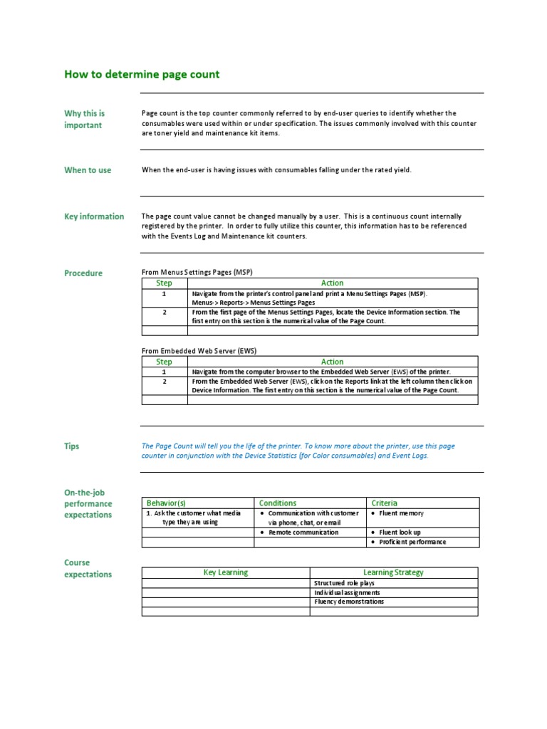 TSWPG - How To Determine Page Count VLL | PDF | Menu (Computing) | Printer (Computing)