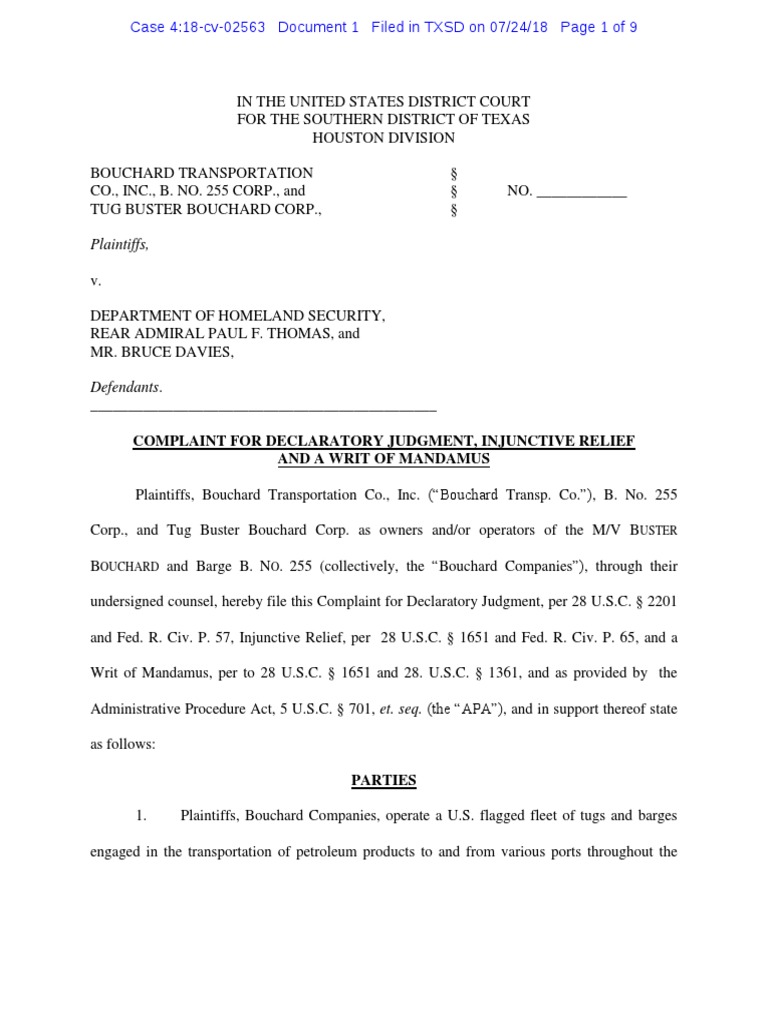 Bouchard Complaint | PDF | Declaratory Judgment | Complaint