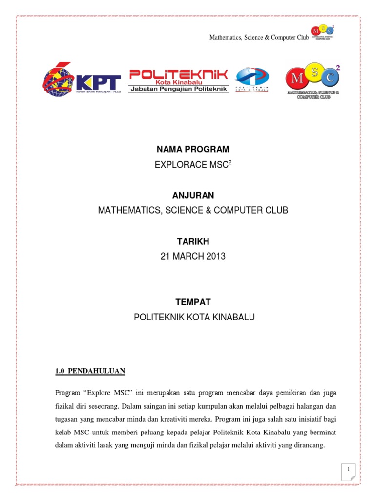 Contoh Kertas Kerja Explorace | PDF