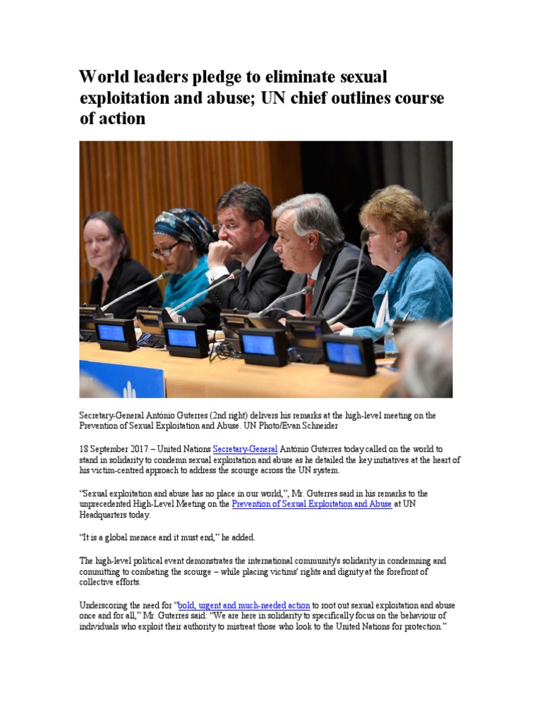World Leaders Pledge To Eliminate Sexual Exploitation and Abuse UN ...