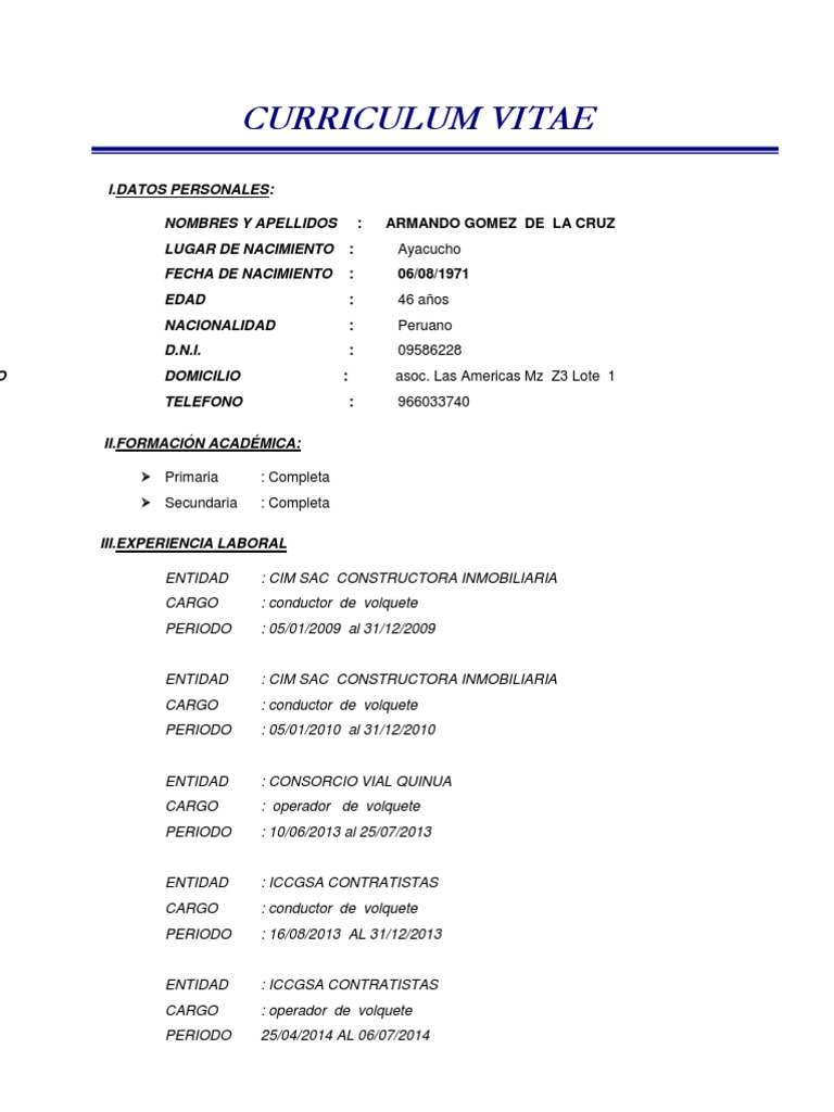 Curriculum Vitae Armando | PDF