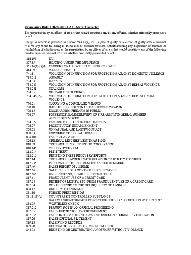 Moral Character Violations | PDF | Misdemeanor | Theft