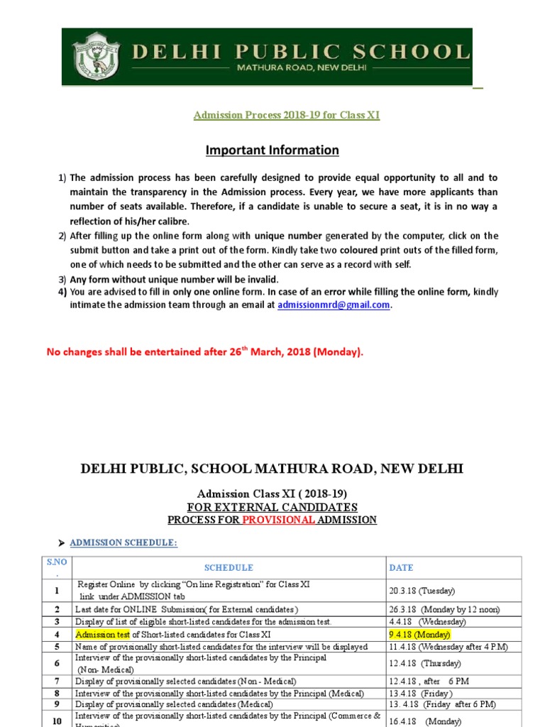 Dps Admission | PDF | University And College Admission | Fee