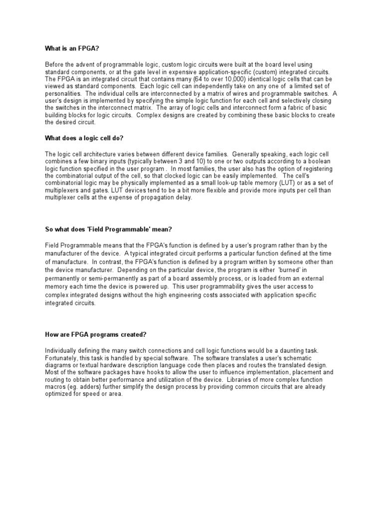 Fpga Basics | PDF | Field Programmable Gate Array | Logic Gate
